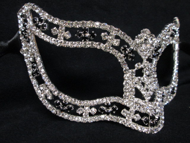 ADULT SILVER RHINESTONE DIAMOND VENETIAN MASQUERADE WEDDING PROM ...