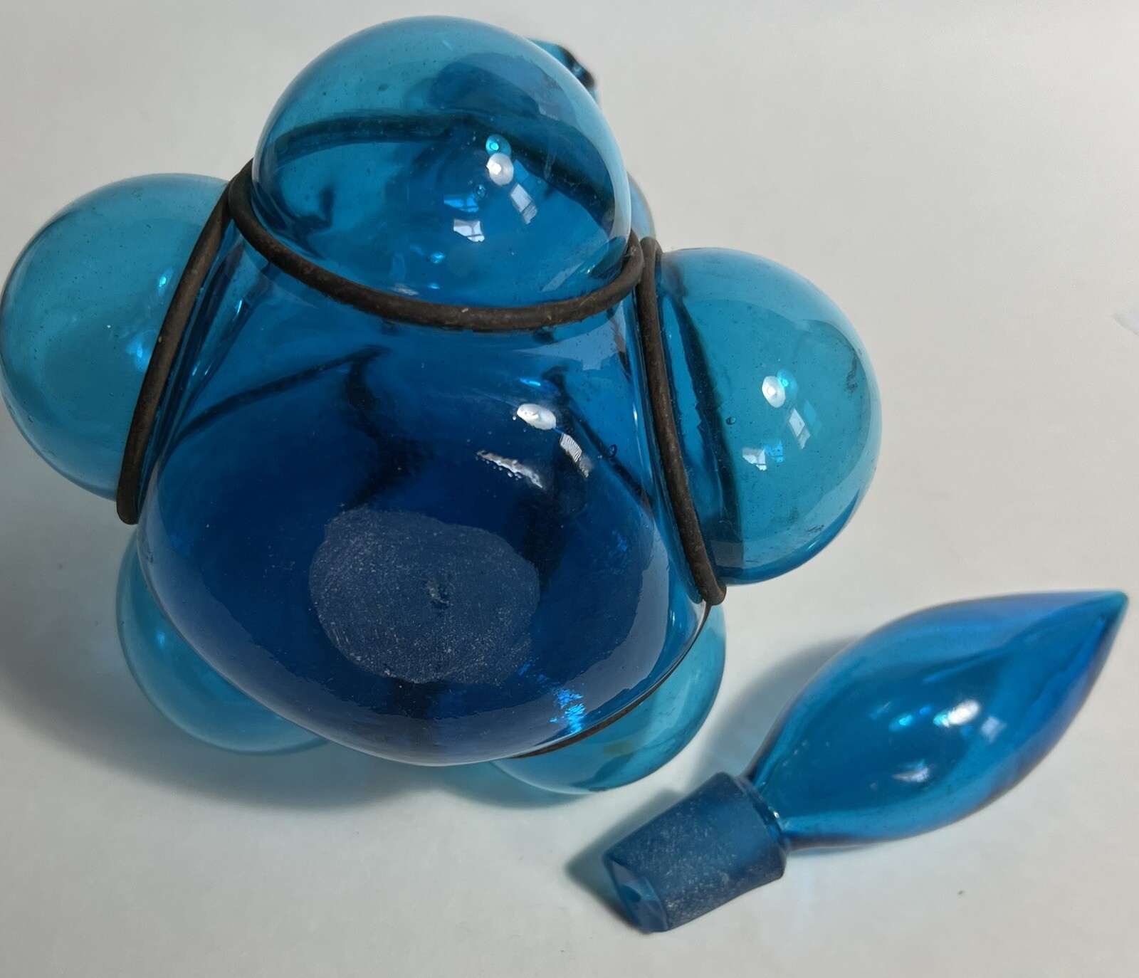 Vintage Mid Century Decanter Caged Bubble Glass Bottle Stopper Fred ...