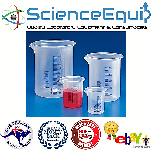 Plastic Beakers Blue Printed Graduation Autoclavable 7 sizes - 1 pc ...