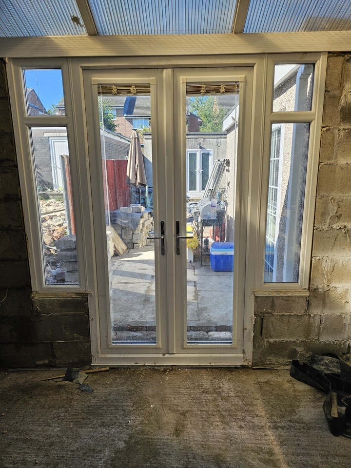 Used White UPVC External Conservatory Doors And Frame | eBay UK