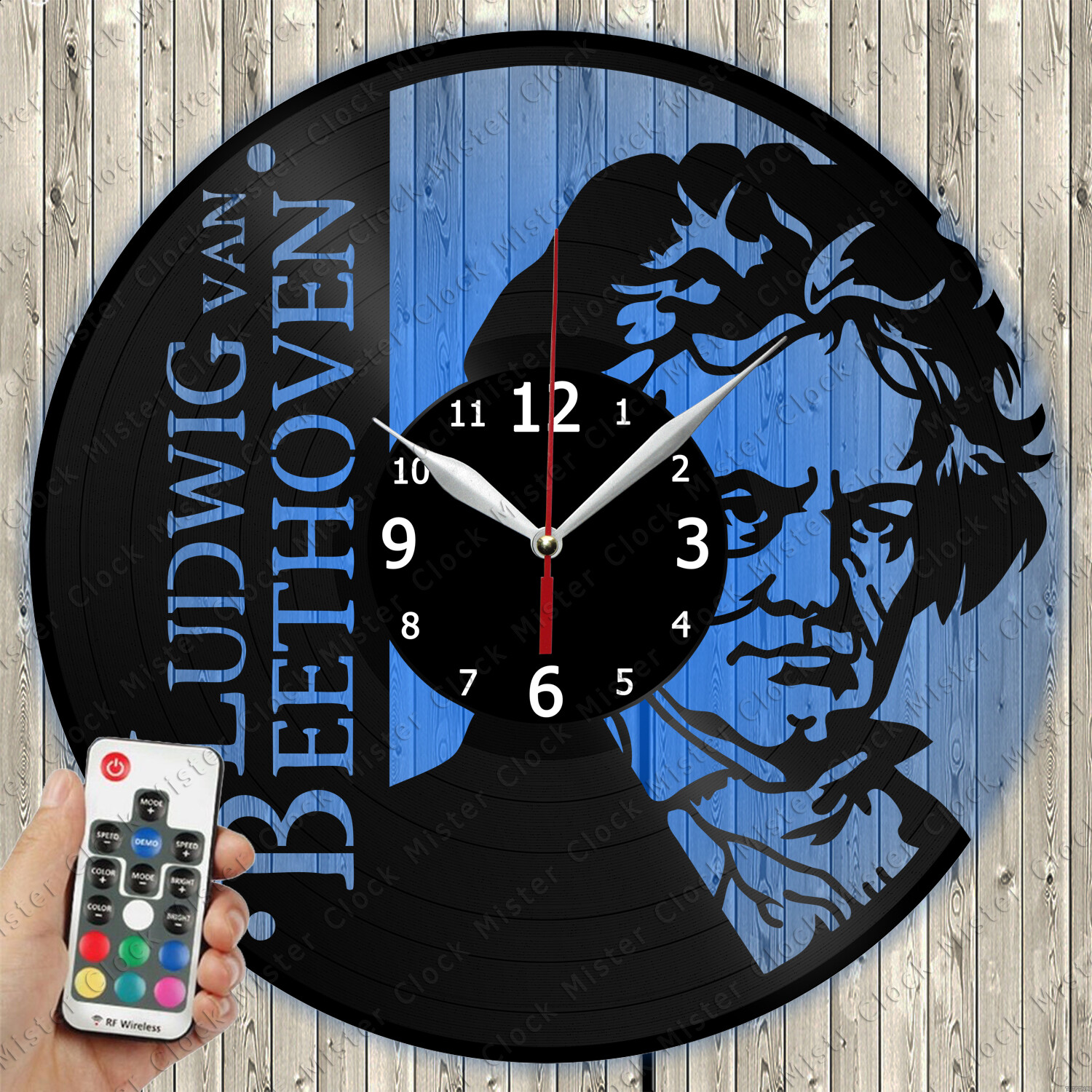 LED Clock Ludwig van Beethoven LED Light Vinyl Record Wall Clock LED ...