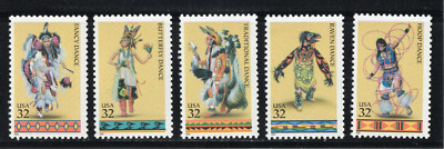 3072 - 3076 * AMERICAN INDIAN DANCES * U.S. Postage Stamps Set Of 5 MNH ...