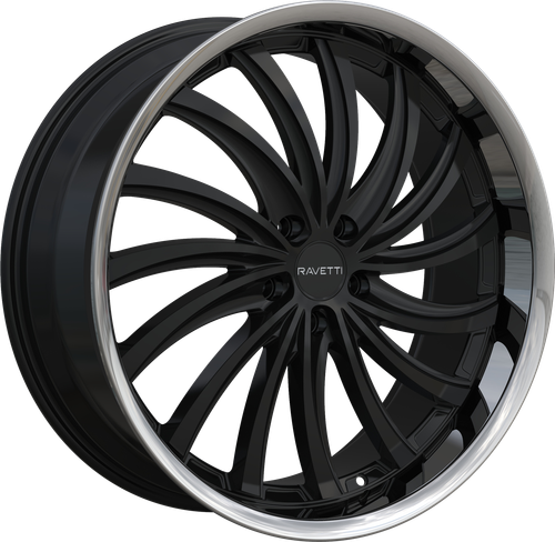 (Set-4) Ravetti M15 22x9 5X114.3 40mm Black Chrome Lip Wheels Rims 22 ...