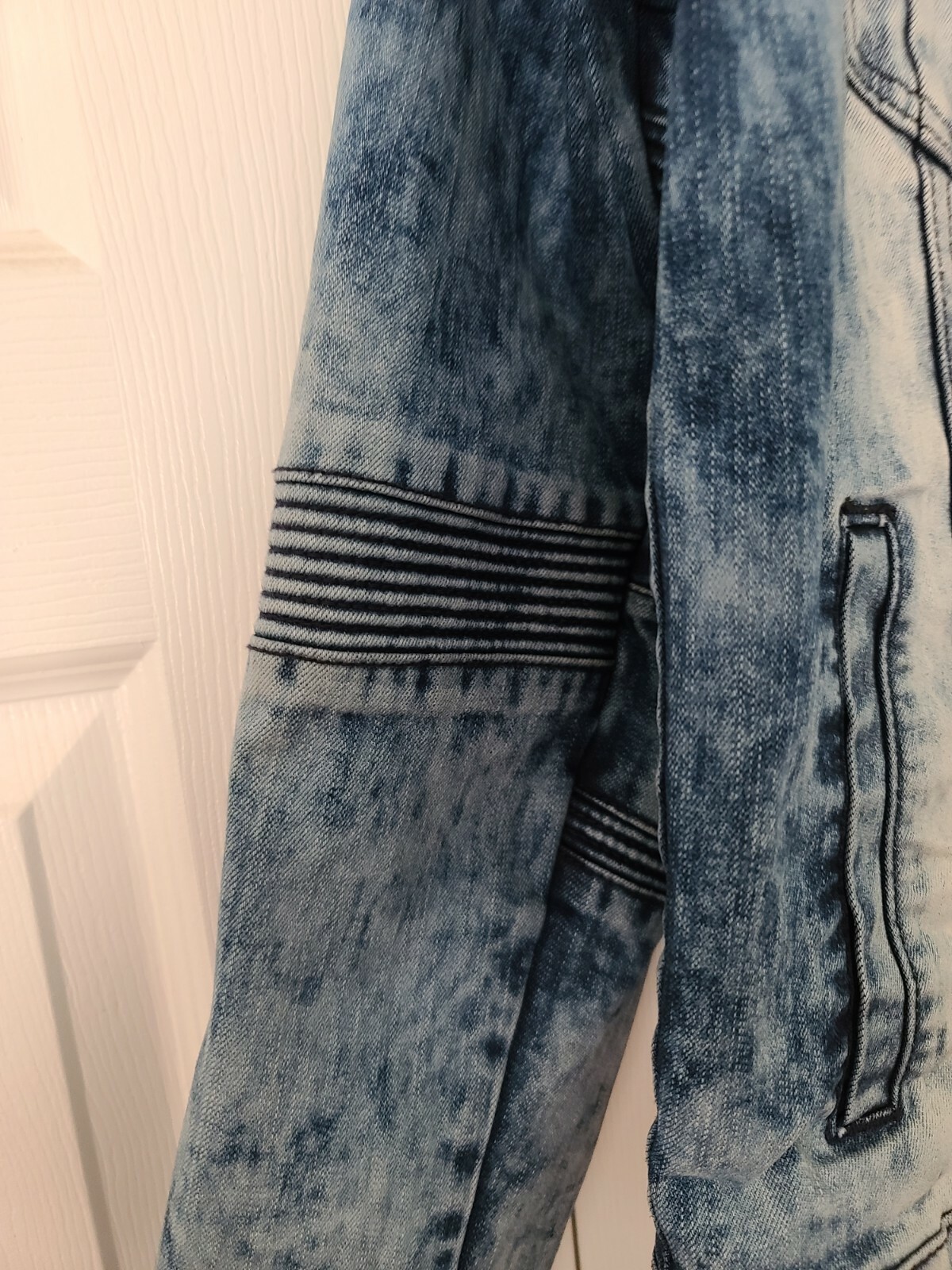 Smoke Rise Denim Detailed Jacket Blue Acid Wash Deni… - Gem