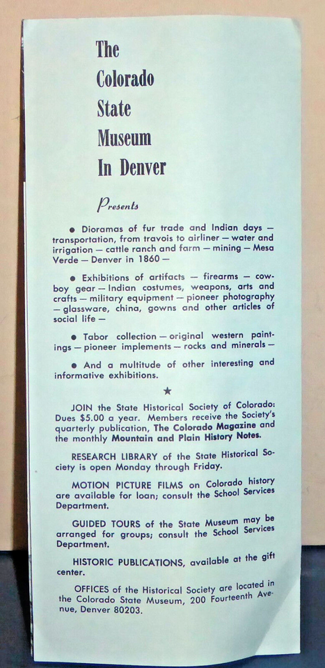 Vintage Historic Sites & Museums Brochure State Historical Society of ...