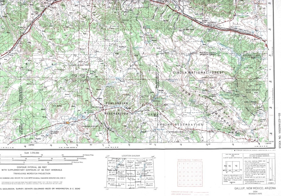 Gallup, New Mexico-Arizona 1970 Topo Map US Army USGS 1:250000 Scale ...