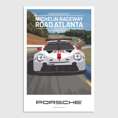 PORSCHE IMSA MICHELIN RACEWAY ROAD ATLANTA 2020 RACE POSTER 12" x 18 ...
