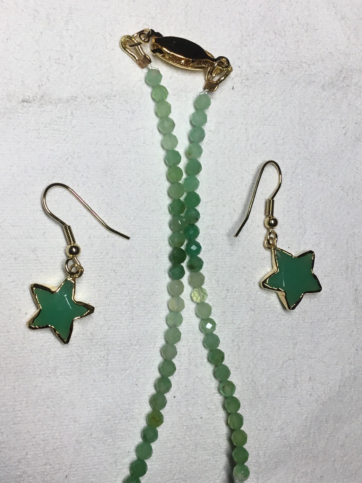 Necklace Chrysoprase,faceted round beads w/chryso-color chalcedony ...