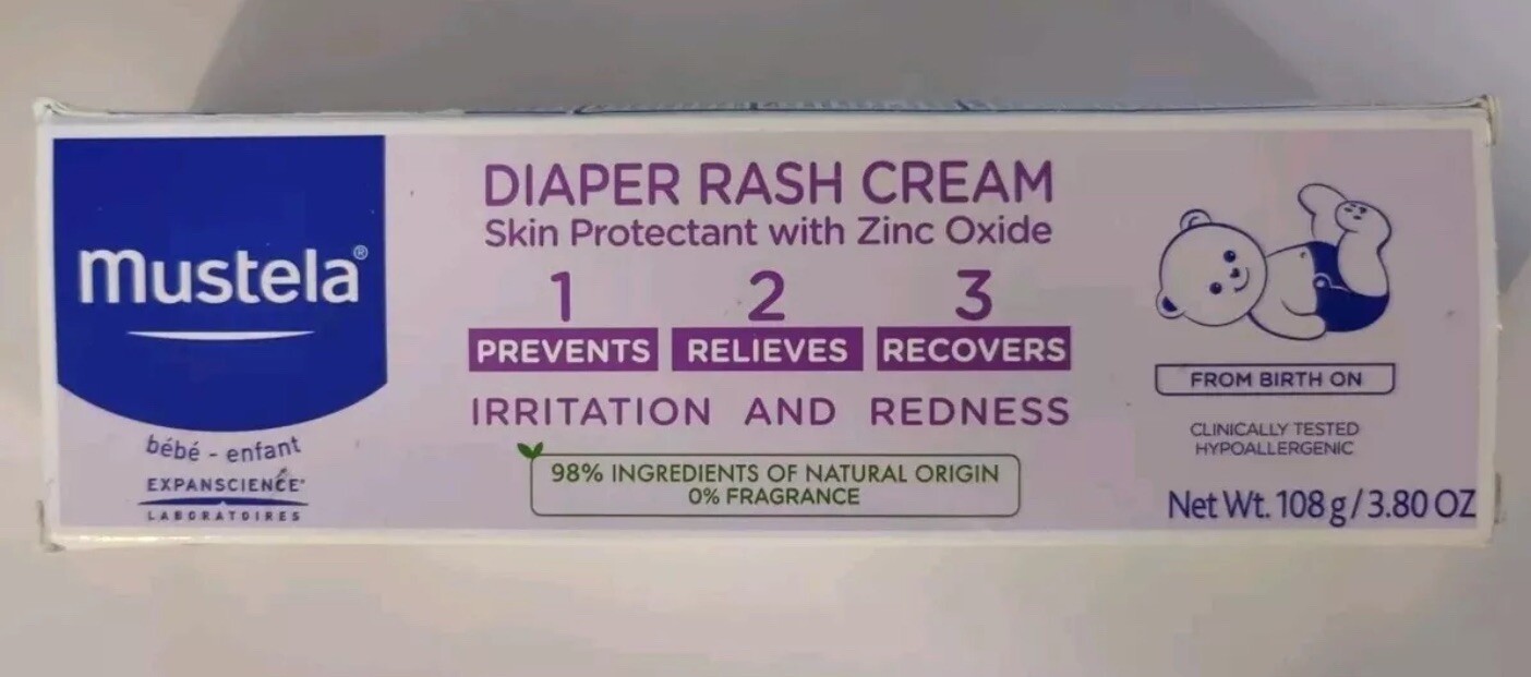 Mustela Baby Diaper Rash Cream 1 2 3 Prevent Treat Heal Protect 3.8oz ...