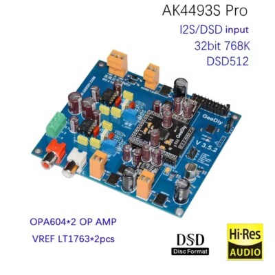 AK4493SEQ I2S/DSD DAC Decoder OPA604 OP AMP 32Bit 768K DSD512 Replaces ...