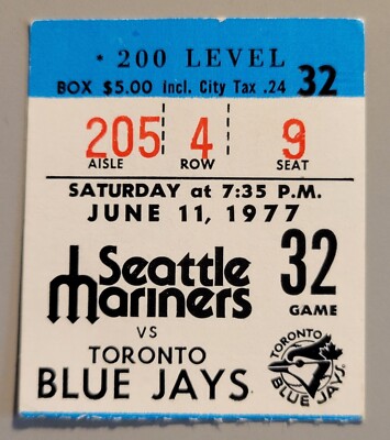 1977 Blue Jays Vs Mariners Ticket Stub 6/11/77 ⚾️⚾️ | eBay