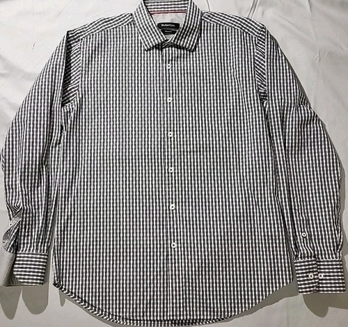 Bugatchi Long Sleeve Shirt Shaped Fit M Microchip Pattern Button Up ...