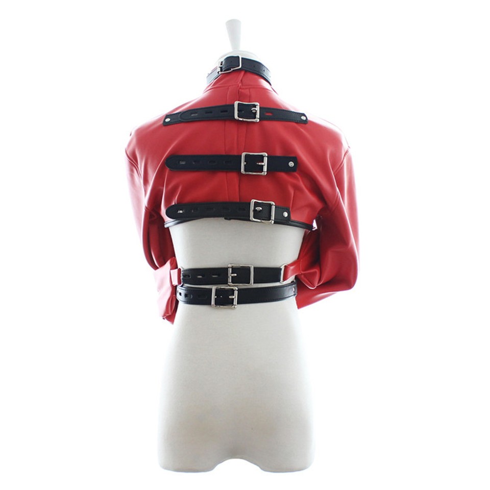 PU Leather Armbinder Chest Harness Restraint Straitjacket Bondage ...