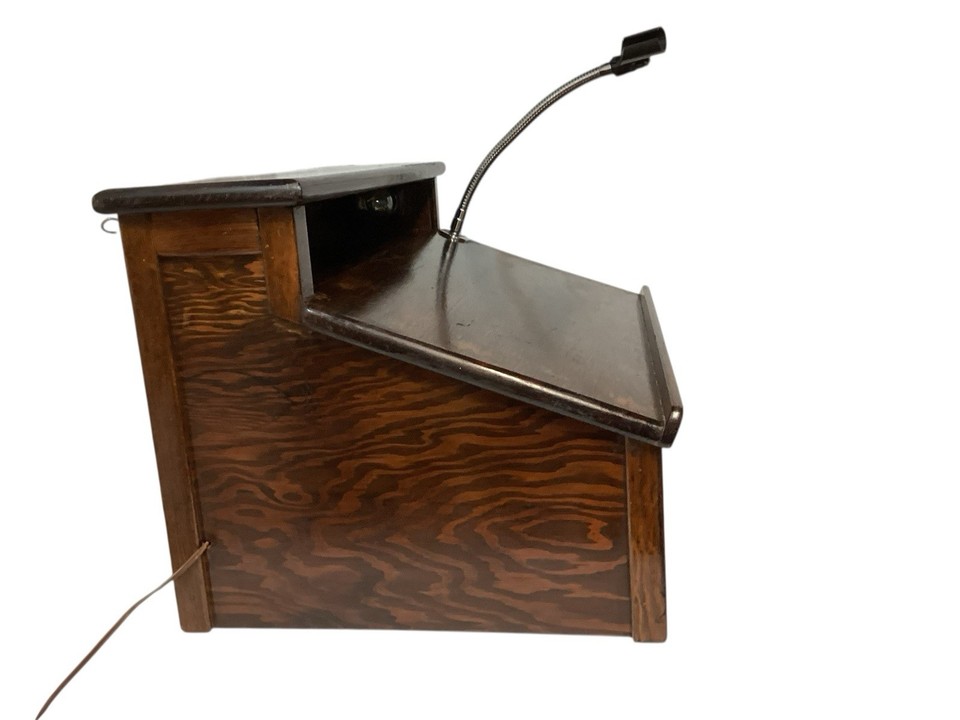 VTG Wooden Tabletop Podium Lectern Lighted Reading Mic Stand Portable ...