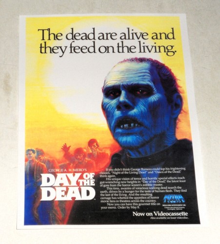Day of the Dead George Romero 1985 Video Ad "Bub" Zombie 8" x11" Ready ...