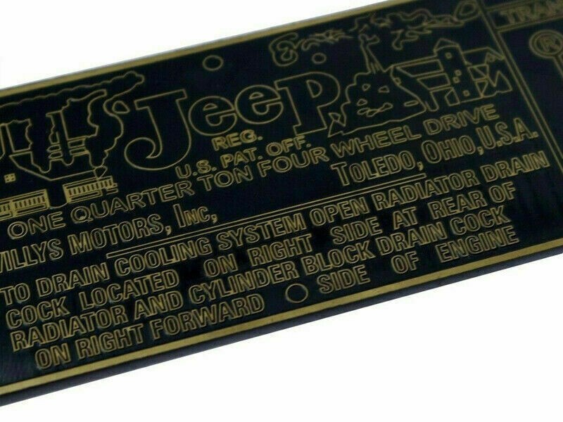 BRASS - JEEP TRANSMISSION DATA PLATE SUITABLE FOR WILLYS JEEP CJ2A CJ3A ...