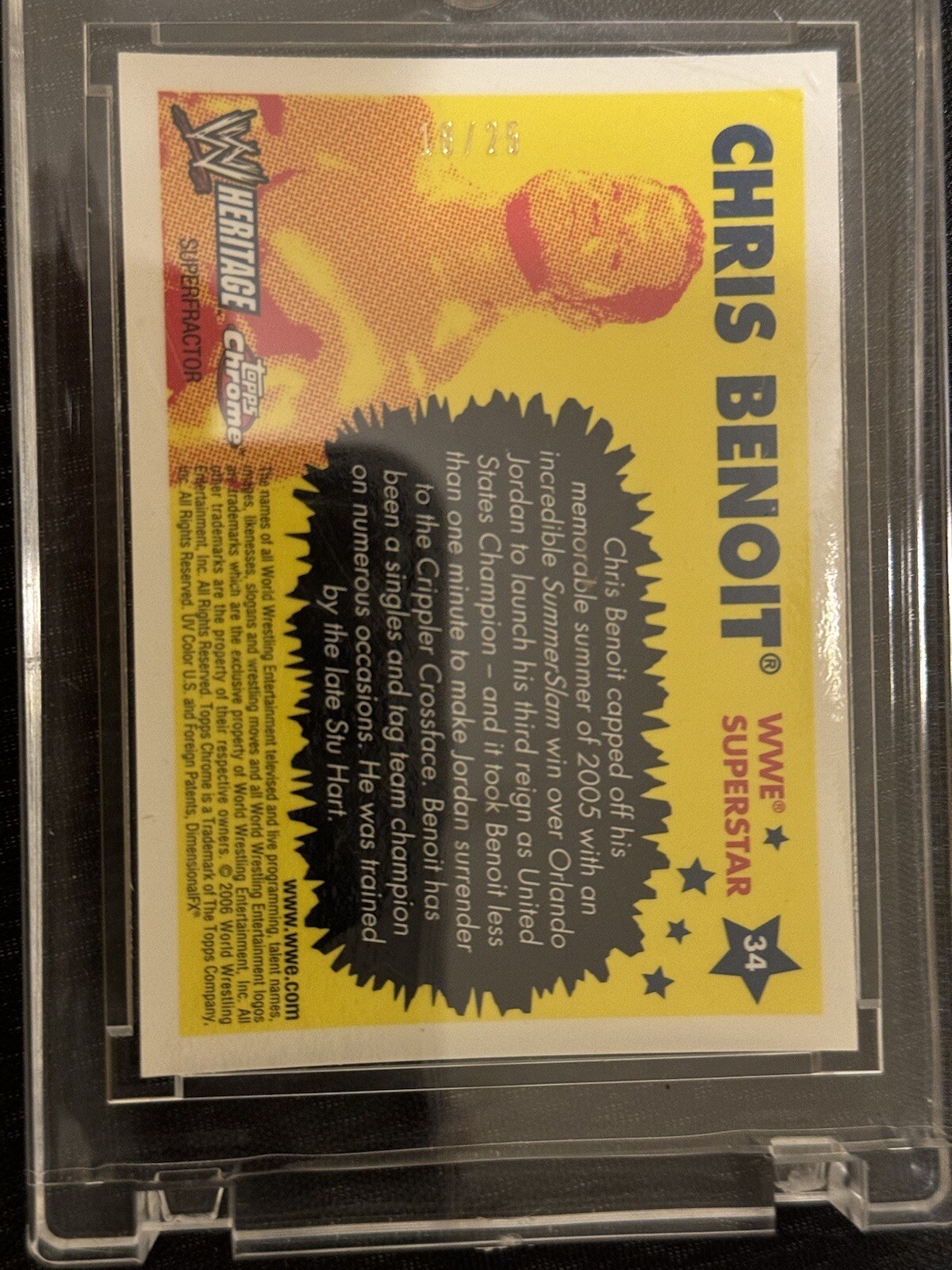 2006 Chris Benoit WWE Topps Chrome Superfractor Gold /25 SERIAL ...
