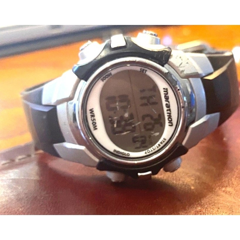 Women's 34mm Marathon Sports Watch, WR 30M, Black/Silver | eBay
