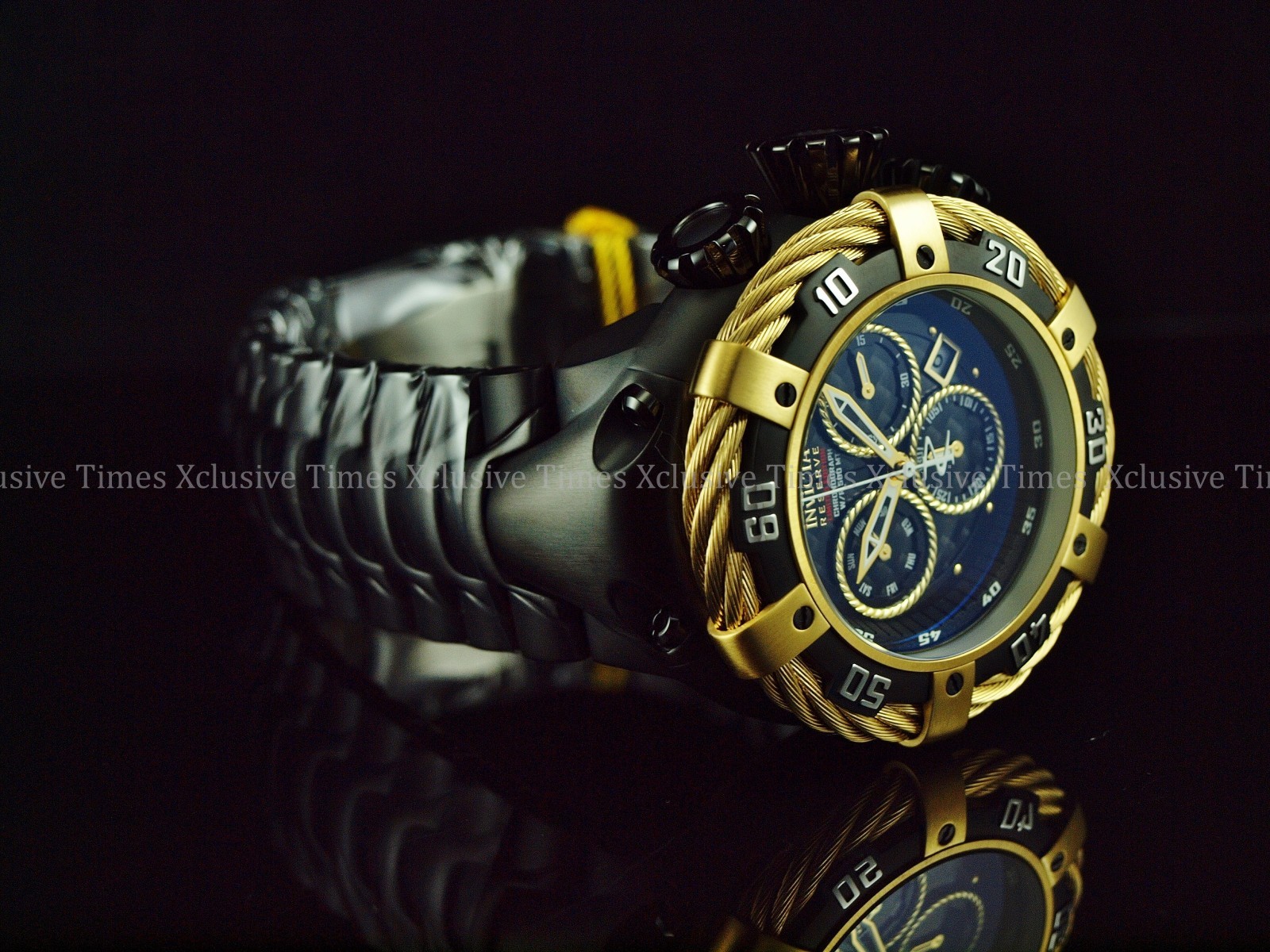 Invicta Reserve 56mm Gold&black JT Thunderbolt Limited Ed Swiss Chrono ...