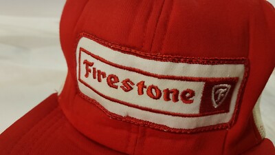FIRESTONE tires Cap Trucker Hat Snapback Baseball Vintage retro 80s red ...