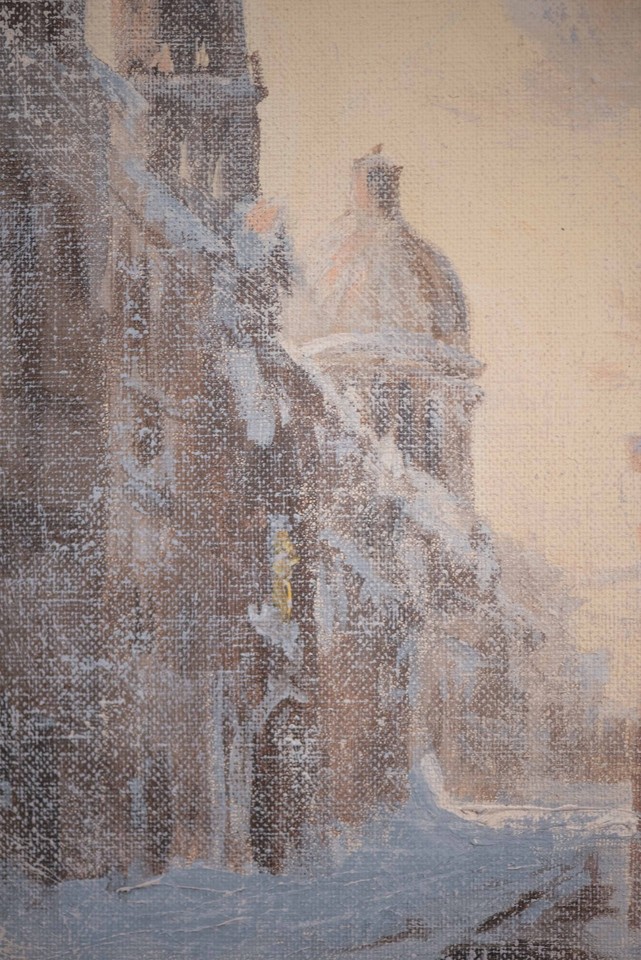 Robert David Simpson Original Oil Painting, Stunning Snowy Cityscape ...