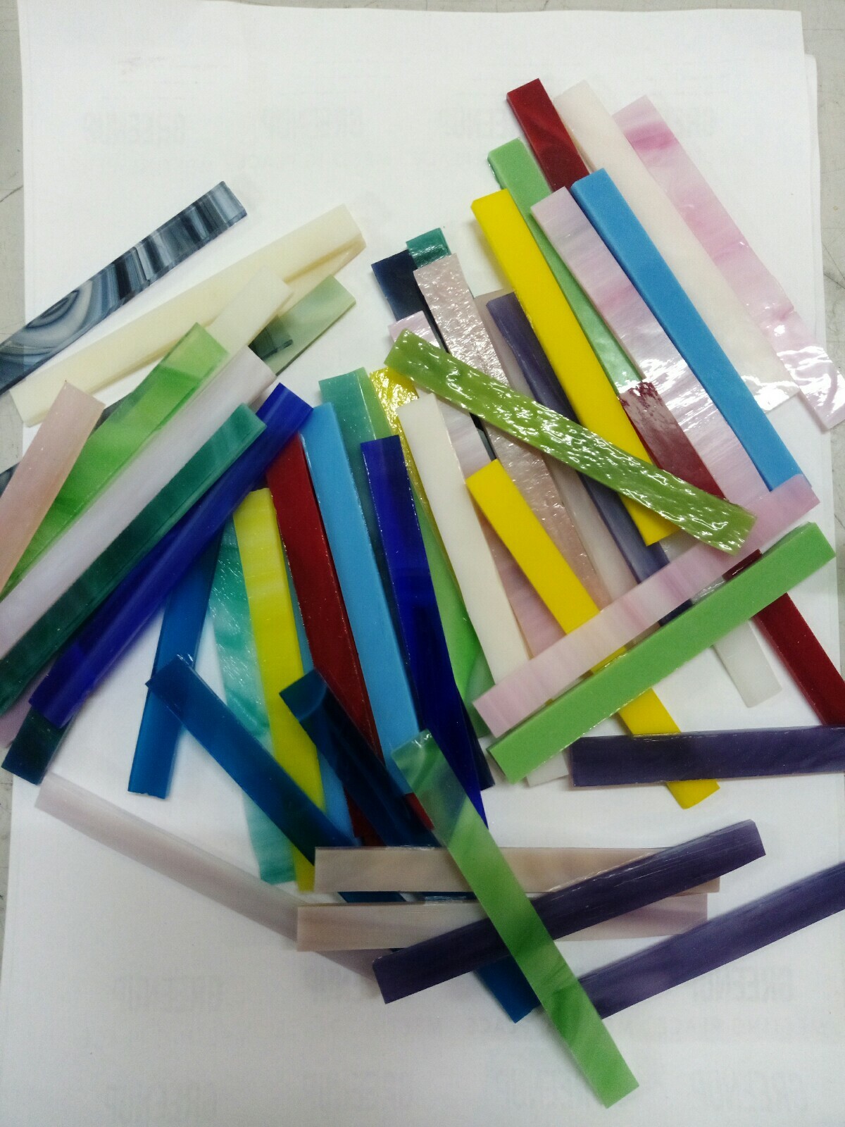 Glass Strips Hand-cut 10x1cm assorted colours opal 3-4mm glass mosaic ...