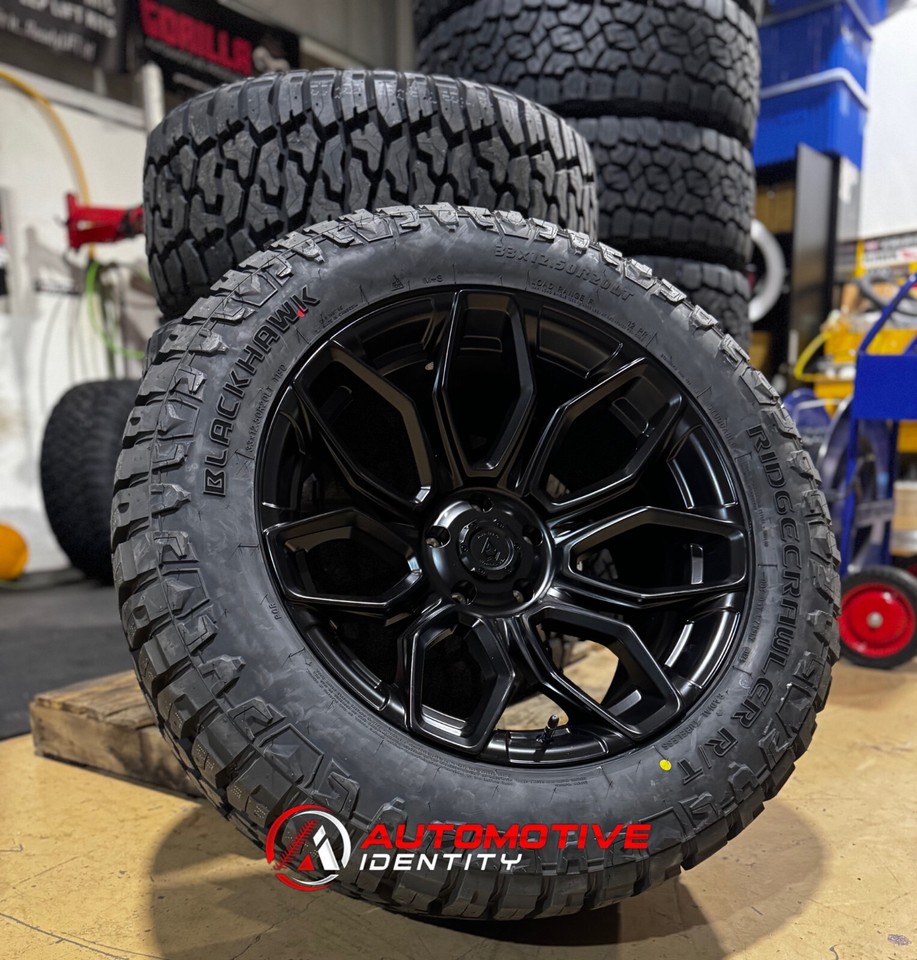 5) 20x10 Arena A116 Cobra Black Wheels 33" RT AT Tires 5x5 Jeep ...