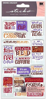 Rare NIP Sticko Stickers - Drinks Delight COFFEE Caption Stickers ...