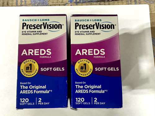 2 BAUSCH LOMB PRESERVISION AREDS ORIGINAL EYE MINERAL 120_ 240 GELS EXP ...