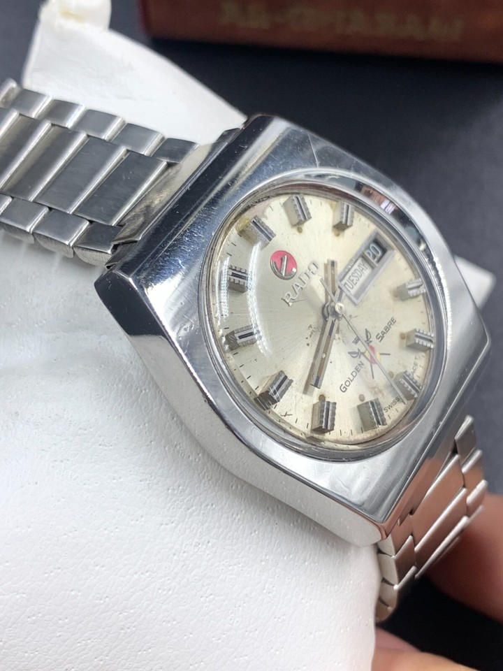 VINTAGE RADO GOLDEN SABRE AUTOMATIC WATCH 625.30824 RARE W/BOX 35M DAY ...