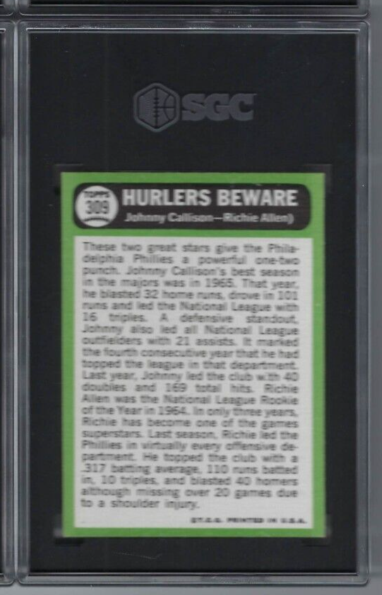 1967 Topps baseball card #309 Hurlers Beware Callison Allen ...