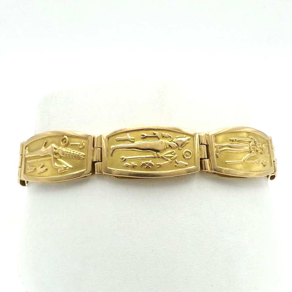 Solid 18k Gold Egyptian Hallmarks 8 Deities Gods Cartouche Bracelet ...