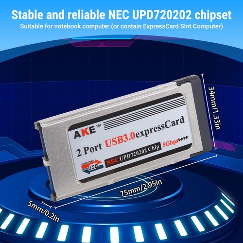 High Speed Dual 2 Port USB 3.0 Express Card 34mm Space E8509 ...