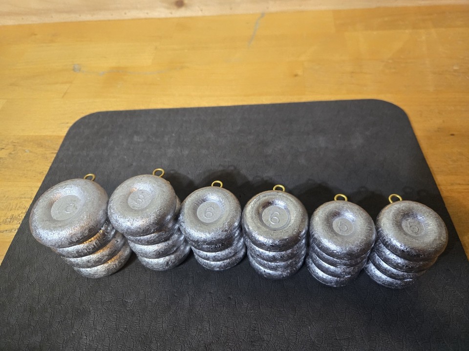 Coin/ River sinkers 5 & 6oz 8 Each 8 & 10oz 4 Each Lead fishing weights ...