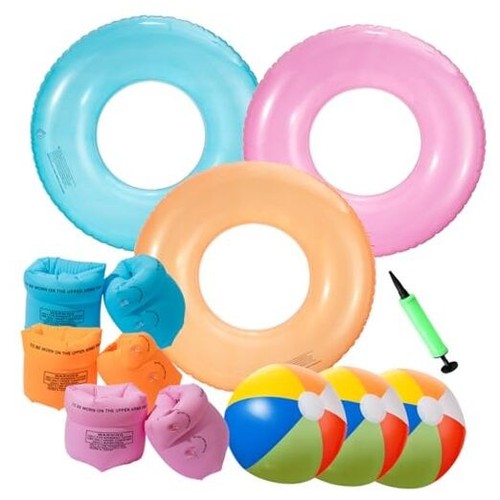 Pool Swim Tubes Rings, Inflatable Pool Floats, Swim Tube 3Pcs(Pink+Blue ...
