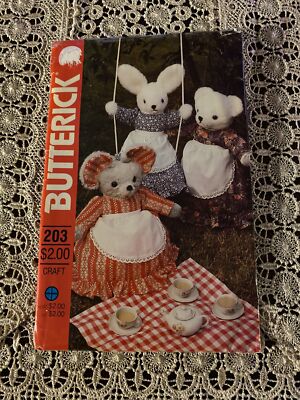 1980s Vintage Butterick Stuffed Animals Bears & Clothes Pattern 203 | eBay