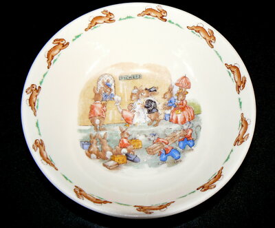 ROYAL DOULTON BUNNYKINS BOWL BABY TODDLER PABLUM CEREAL TRAIN STATION ...