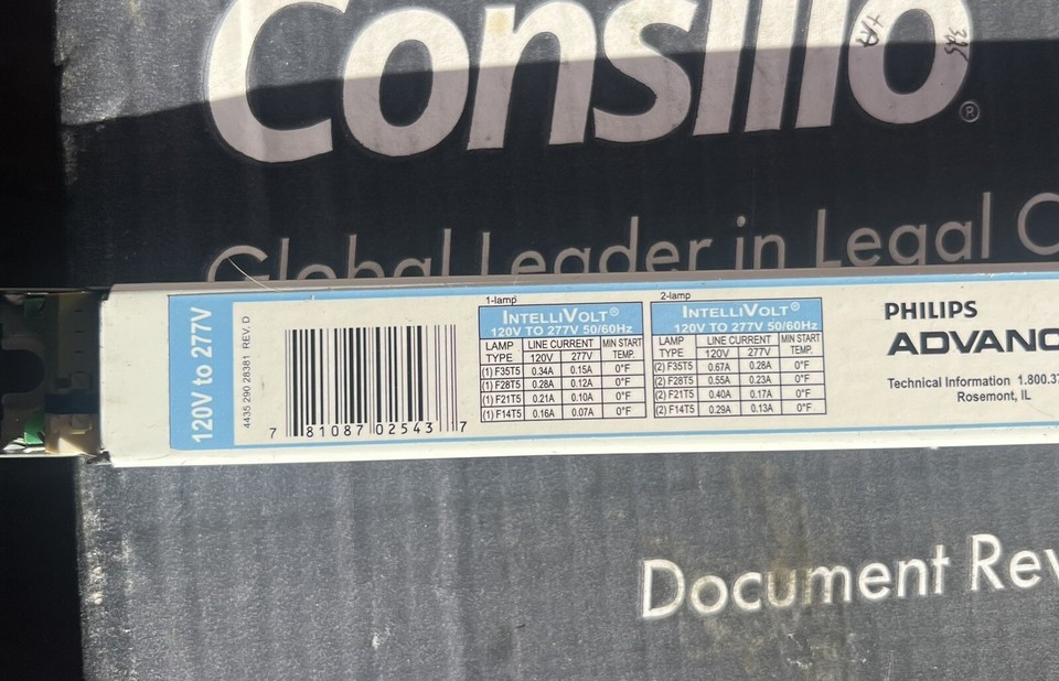 Philips Advance Centium Ballast ICN-2S28, 120/277V, Electronic | eBay