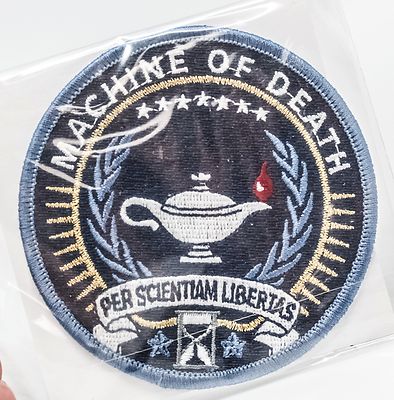 NEW MACHINE OF DEATH GAME PER SCIENTIAM LIBERIAS SHIRT PATCH INSIGNIA ...