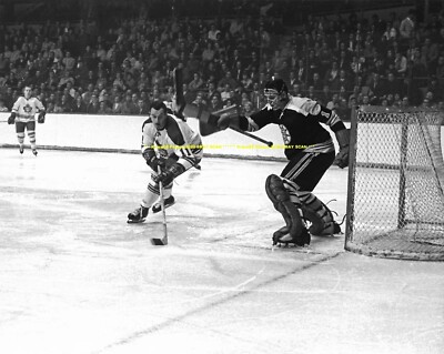 Bernie Parent In Net Wpretzel Mask Stops Leafs Boston Bruins 8x10 PHOTO ...