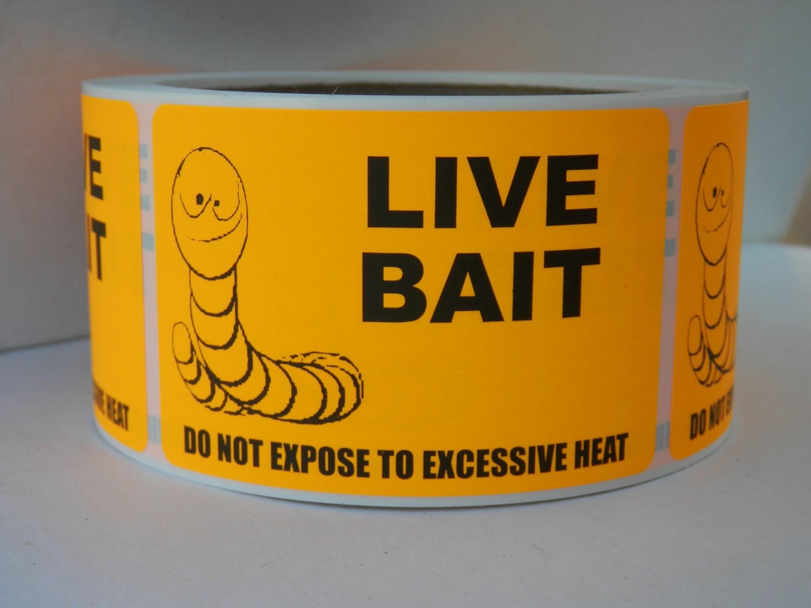 250 sticker labels, LIVE BAIT Do Not Expose to Excessive Heat 2x3 fluor ...