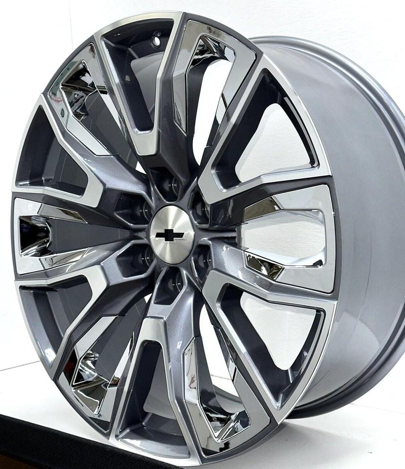 2024 Chevy Silverado Tahoe 24" Gunmetal Chrome OE Replica SHO Wheels ...