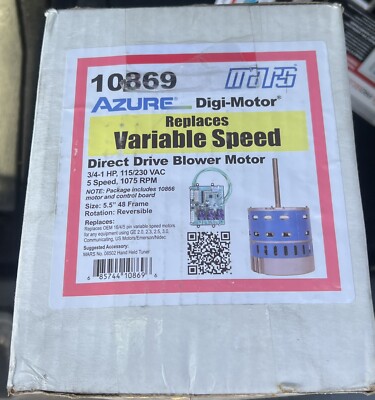 Mars Azure Digi Motor 3/4 - 1 Hp 1075 RPM 115/230 Vac Replaces Variable ...