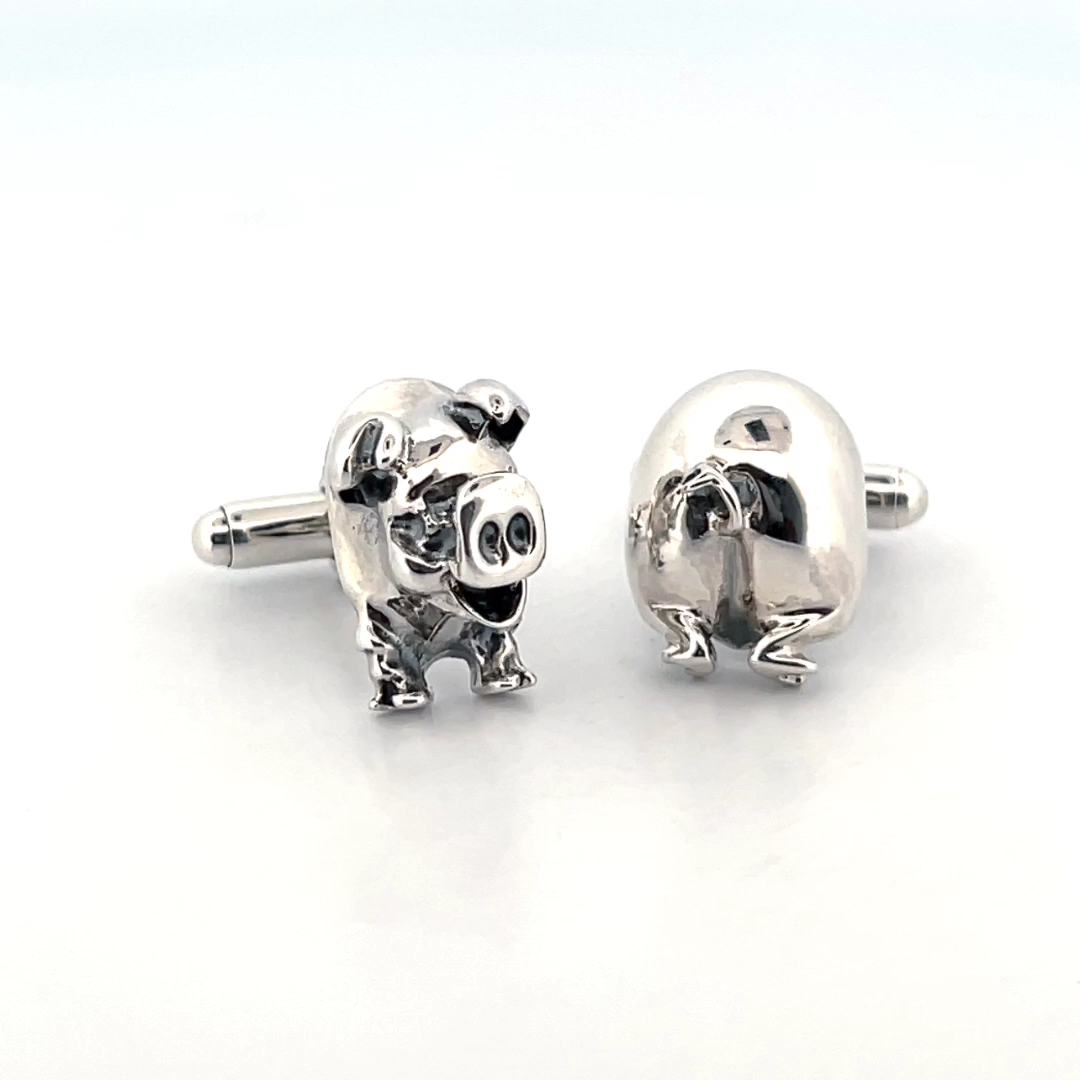 Pig Cufflinks Hallmarked 925 Sterling Silver | eBay UK
