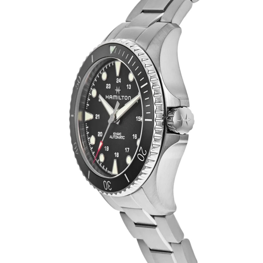 New Hamilton Khaki Navy Scuba Auto Black Dial Stainless Men's Watch ...