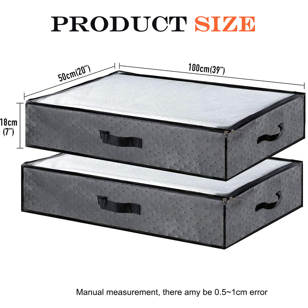 2/4/6X Underbed Storage Bag 90L Large Under Bed Storage Box Clothes ...