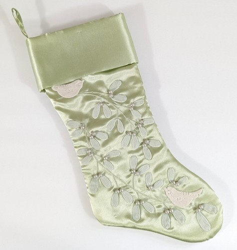 Light Green Satin Bird And Leaf Martha Stewart Holiday Christmas ...