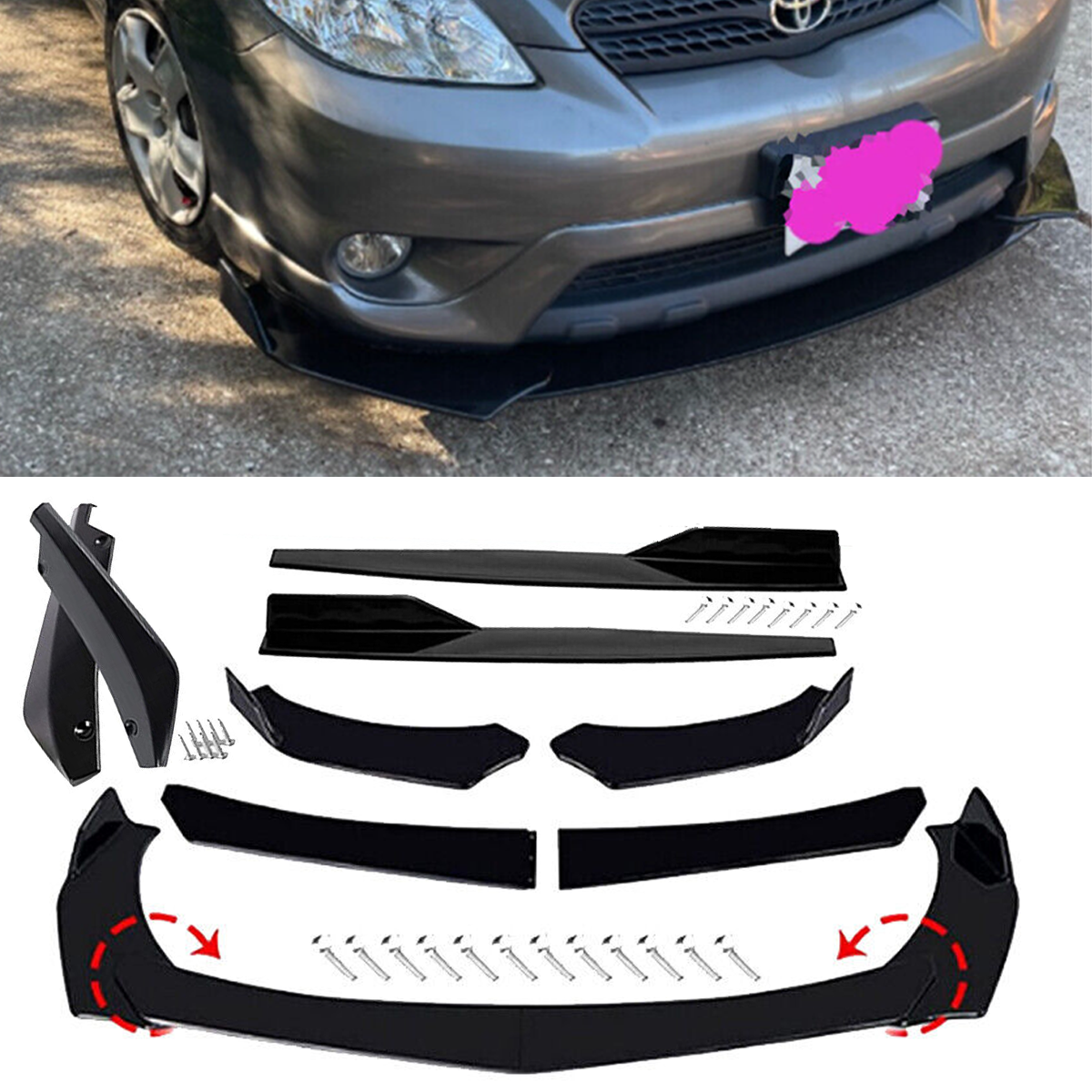 For Toyota Prius Front Bumper Lip Splitter Lower Spoiler Body Kit ...