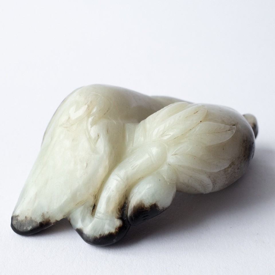 Fine Chinese Antique Jade Carving Birds and Peaches Qing or Republic ...