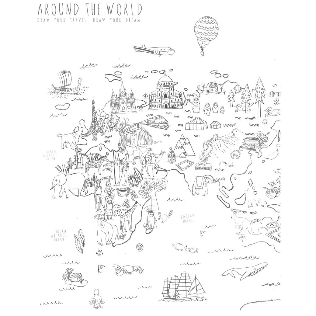 Travel Around The World Drawing